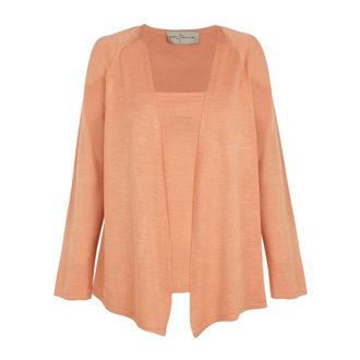 Cortana Tussa- Seidenstrick Mandarin-Cardigan - - Knitwear - Damen - Orange - XS