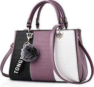 Nicole & Doris Nicole&Doris Sac à Main Femme Mode Sac a Bandoulière Sac Porté Main Epaule en PU Cuir Sac a Main Multicolore Sac Pochette avec Pendentif Violet