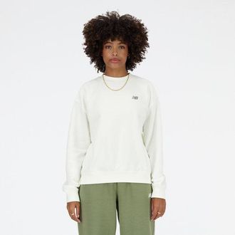 New Balance Femme Sport Essentials French Terry Crew en Blanc, Coton Fleece, Taille XL