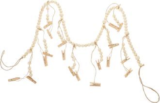 Angoily Foto Display mit Clips und Holzperlen Wandh&auml;ngende Bildergalerie zum Aufh&auml;ngen von Fotos Beaded Photo String als Wanddeko f&uuml;r Zuhause und Besondere An