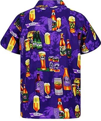 Generic Chemise &agrave; manches courtes pour homme - Chemise hawa&iuml;enne boutonn&eacute;e d&eacute;contract&eacute;e hawa&iuml;enne - Motif palmier hawa&iuml;en - Pour f&ecirc;te, croisi&egrave;re cubaine, flam