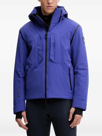 Emporio Armani veste de ski &agrave; patch logo - Bleu