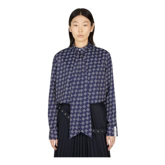 Rokh Femme, Blouses et Chemises, Bleu, Taille: 38 FR Double Layered Crop Top