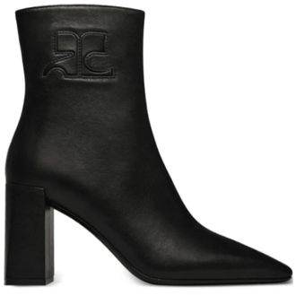 Courr&egrave;ges Schwarze Heritage Stiefel mit Logo Rei&szlig;verschluss - - Shoes - Damen - Schwarzk - 40 EU