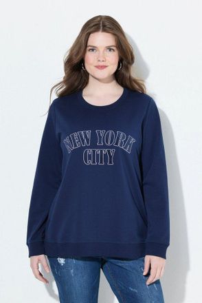 Ulla Popken Sweatshirt Sweat-Pullover Stickerei V-Ausschnitt Langarm