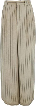 Emporio Armani Homme, Pantalons, Beige, Taille: M Pantalon en Viscose &agrave; Rayures