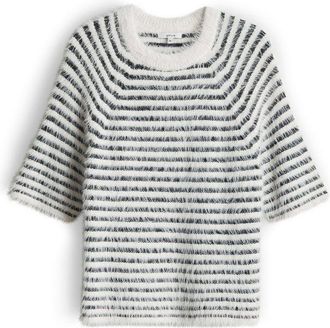 OPUS Kurzarmpullover PAIRY mit Streifenmuster Lockere Passform, gerader Schnitt, Halbarm, Raglan, Rundhalsausschnitt