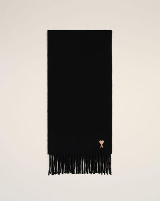 Ami Ami Paris - Echarpe noire en laine patch Ami de Coeur Noir - TU - Unisex