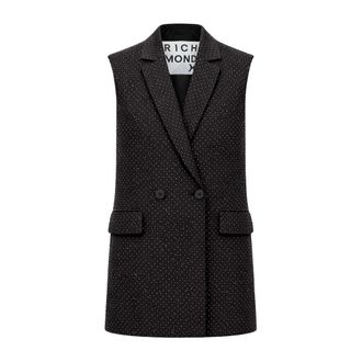 John Richmond Femme, Vestes, Noir, Taille: 42 FR Gilet Tailleur avec Micro Applications