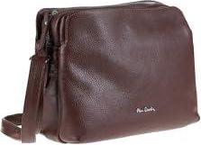 Pierre Cardin Sac &agrave; bandouli&egrave;re pour femme en cuir v&eacute;ritable Made in Italy 30 x 23 x 13 cm 1980, Chocolat, Taille unique