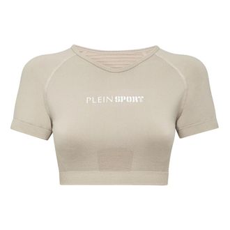 Plein Sport Seamless Cropped T-shirt V-Neck - - Sport - Damen - Grau - L