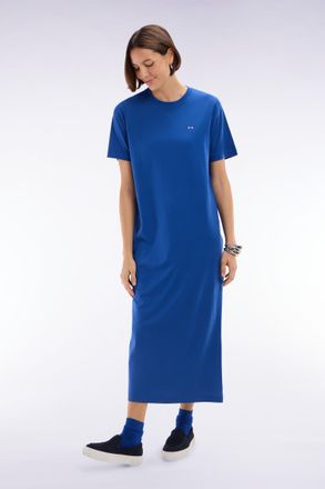 Eden Park Robe T-shirt En Coton Pima Bleu Coupe Droite