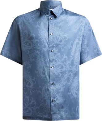 Etro Homme, Chemises, Bleu, Taille: M Chemise oversize en satin de coton &agrave; motif floral cachemire