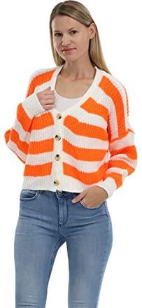 Malito more than fashion Malito 3157 Gilet en tricot pour femme avec boutons | Cardigan au design &eacute;l&eacute;gant | Look surdimensionn&eacute; - Gilet - Veste - Cardigan, Orange, 36 FR/44 FR