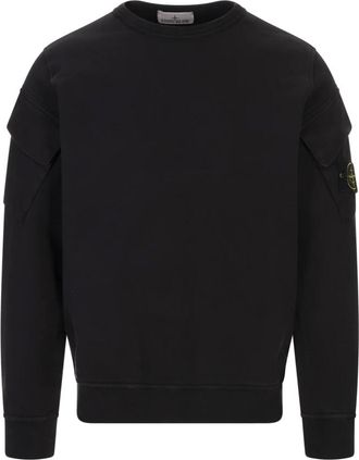 Stone Island Homme, Sweatshirts et sweats &agrave; capuche, Noir, Taille: 2XL SweaT-shirt &agrave; col rond avec manches raglan