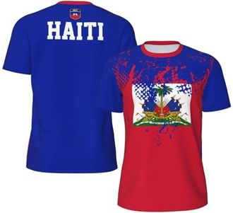 Generic Grains du Drapeau DHaïti Tee Shirt T-Shirts De Sport Moderne Homme T-Shirt Confortable Sportswear pour Gym Entraînement Sport XL
