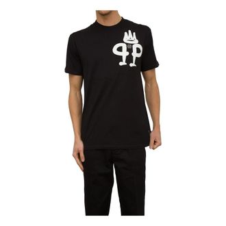 Philipp Plein Klassisches Baumwoll-T-Shirt - - Tops - Herren - Schwarzk - L