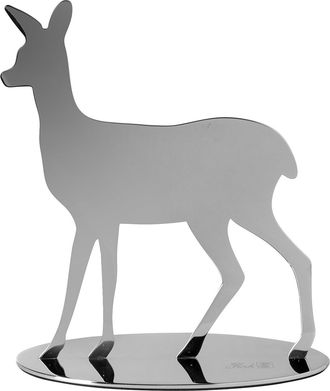 Fink Edelstahl Rehfigur 13 x 11 cm - silberfarbene Weihnachtsdeko - glänzende Tierfigur als Tischdekoration, Fensterbank-Deko oder dekoratives Element für 
