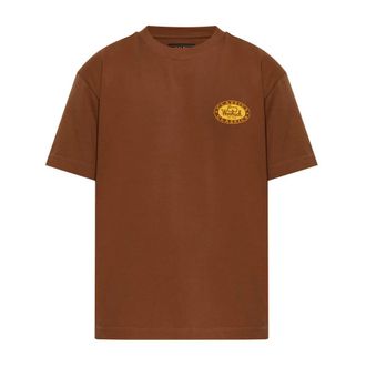 Woolrich Baumwoll-T-Shirt mit Print-Logo - - Tops - Herren - Braun - M