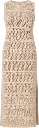 Roy Rogers Femme, Robes, Beige, Taille: 38 FR Robe Maxi Sans Manches en Maille Ajour&eacute;e