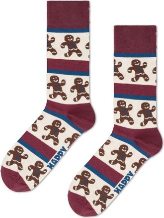 Happy Socks Gestreifte Socken mit Lebkuchenmann-Motiven in