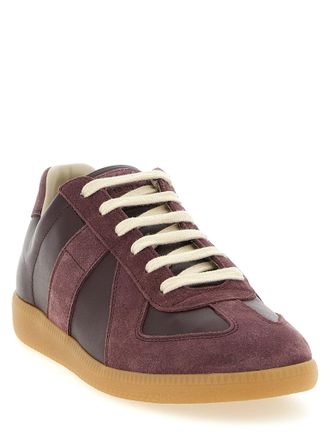 Maison Margiela Mens Bordeaux Calfskin Low Top Sneakers