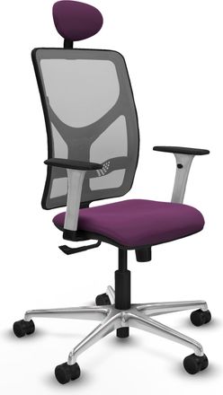 Piqueras y Crespo Programmierstuhl mit wei&szlig;en und schwarzen Armlehnen, h&ouml;henverstellbarer Lendenwirbelst&uuml;tze und festem Kopfteil, ausgestattet mit 3 Positionen, Grau/Vi