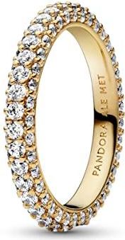Pandora Pandora Timeless Bague Rang Pavée en métal plaqué or 14 carats avec zircones cubiques transparentes, taille 56