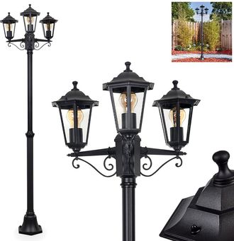 HOFSTEIN Kandelaber Loria, Außenwegeleuchte aus Metall/Glas in Schwarz/Klar, verstellbare Wegeleuchte im Antik/Landhaus/Vintage/Retro-Design für Garten, Außenb