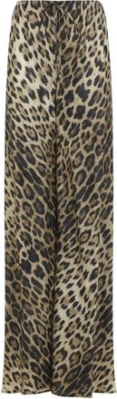 Roberto Cavalli Femme, Pantalons, Multicolore, Taille: 40 FR Pantalon Palazzo Imprim&eacute; L&eacute;opard