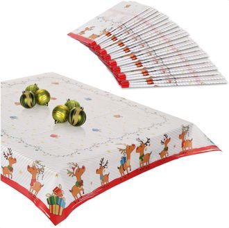Com-Four 24x Tischdecke mit Weihnachtsmotiv - Tischtuch abwischbar ca. 80 x 80 cm - weihnachtliches Mitteldecken-Set - Festliche Tafelwäsche für Adventskranz, 
