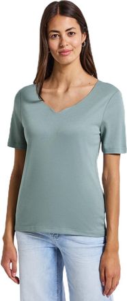 Street One Damen 3227205 T-Shirt mit Herzausschnitt, Arona Blue, 36
