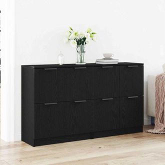 vidaXL Bahut Ch&ecirc;ne noir 180 x 30 x 70 cm Bois ding&eacute;nierie Vidaxl