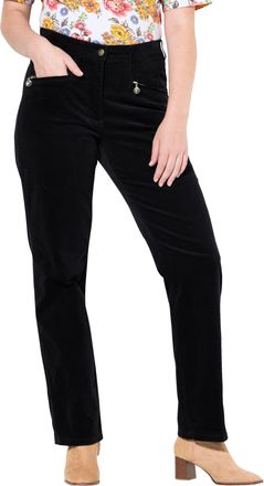 Ulla Popken Damen Cordhose Mony, teilelastischer Bund Hose, schwarz, 50-52