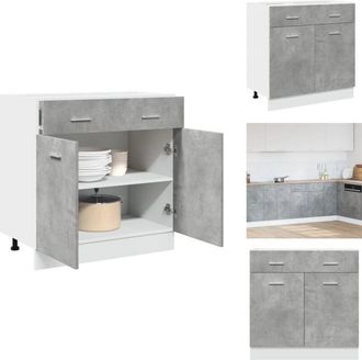 vidaXL Schubunterschrank Betongrau 80x46x81,5 cm Holzwerkstoff - K&uuml;chenschrank - K&uuml;chenschr&auml;nke - K&uuml;chenm&ouml;bel - Lagerschrank