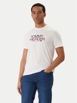 Tommy Hilfiger T-Shirt Brand Love Big Text MW0MW42369 Wei&szlig; Regular Fit