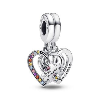 Pandora Puzzleteil Herzen Teilbarer Freundschafts- Charm-Anh&auml;nger aus Sterling Silber mit Zirkonia - Kompatibel mit PANDORA Moments Armb&auml;nder