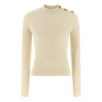 Balmain Gerippter Pullover - - Knitwear - Damen - Wei&szlig; - 2XS