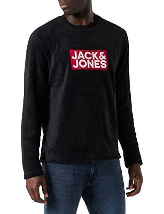Jack & Jones JACFLEECE LW Crewneck Maillot de surv&ecirc;tement, Noir, M Homme