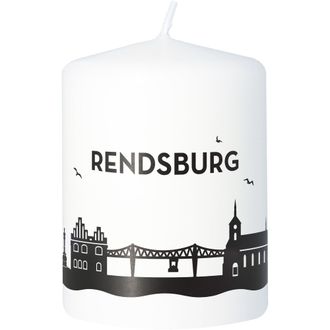 Goodtimes Stumpenkerze Rendsburg Skyline (Wei&szlig;)