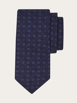 Ferragamo Herren Seidenkrawatte mit Mikroprint Blau