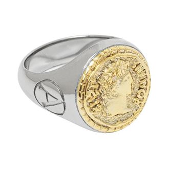 Aries Siegelring mit M&uuml;nzdetail - - Accessories - Herren - Grau - ONE SIZE