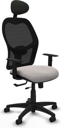 Piqueras y Crespo Wei&szlig;er Stuhl mit 1D-Armlehnen, h&ouml;henverstellbare Lendenwirbelst&uuml;tze und festes Kopfteil, ausgestattet mit Syncro/Traslack und Schneideschaum, Schwarz/