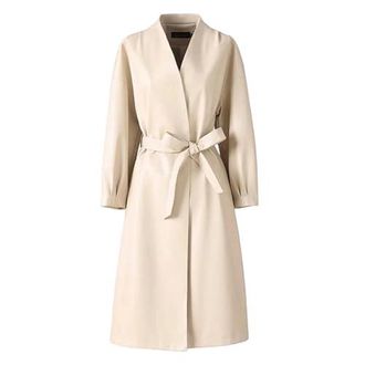 Generic Manteau Trench Femme Faux Cuir - Automne Hiver Col V Ouvert Devant Ceintur&eacute; Longue Veste en Cuir Manteau, 3, XL