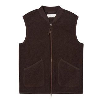 Universal Works Wollfleece-Rei&szlig;verschlussweste - - Jackets - Herren - Braun - XL