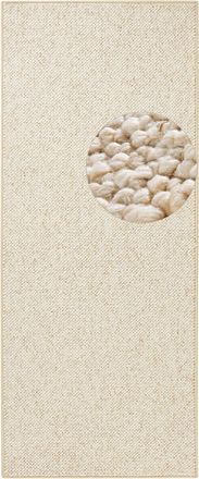 BT Carpet Wolly Läufer - Wohnzimmerteppich Flachgewebe Kurzflor Woll-Optik Wolle Skandi-Look Esszimmer, Wohnzimmer, Kinderzimmer, Schlafzimmer - Creme, 80x200cm