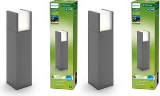 Philips Outdoor Ultra-Efficient Arbour Sockelleuchte 3,8W, 2700 Kelvin, IP44 wetterfest, anthrazit (Packung mit 2)