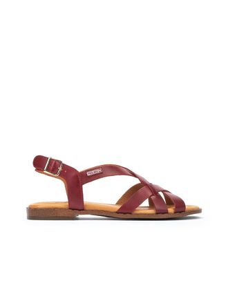 Pikolinos Flache Sandalen in Leder ALGAR f&uuml;r Frauen Farbe Rubi