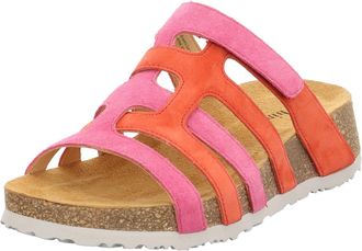 Think Damen KOAK chromfrei gegerbte nachhaltige Pantolette, Fuxia/Kombi 5000