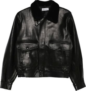 Ernest W. Baker Lederjacke mit Klappentasche - Schwarz